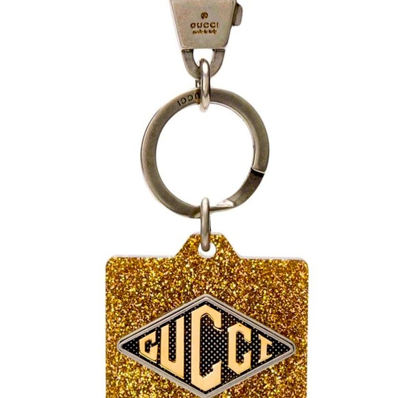 Gucci | Accessories | Gucci Gold Plexy Glitter Key Chainbag Charm Brand ...
